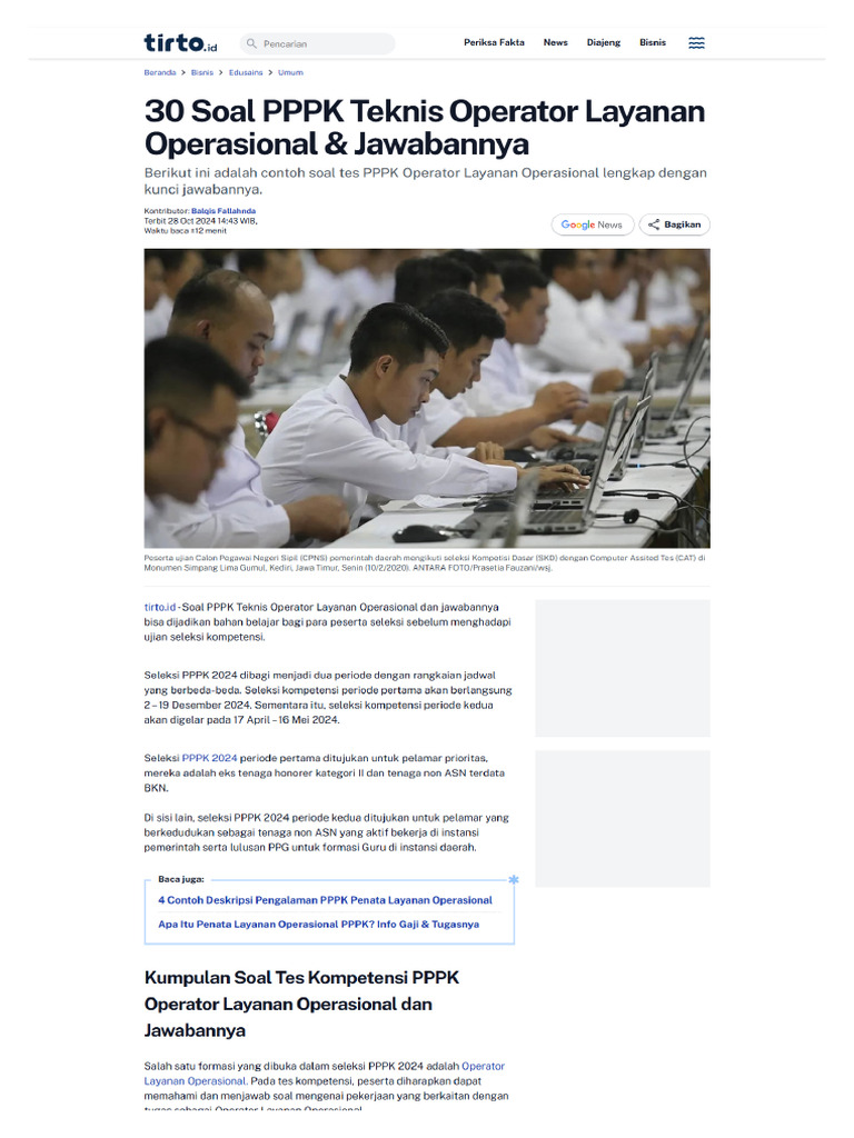 Screencapture Tirto Id Soal PPPK Teknis Operator Layanan Operasional Jawabannya G5ad 2024 12 02 ...
