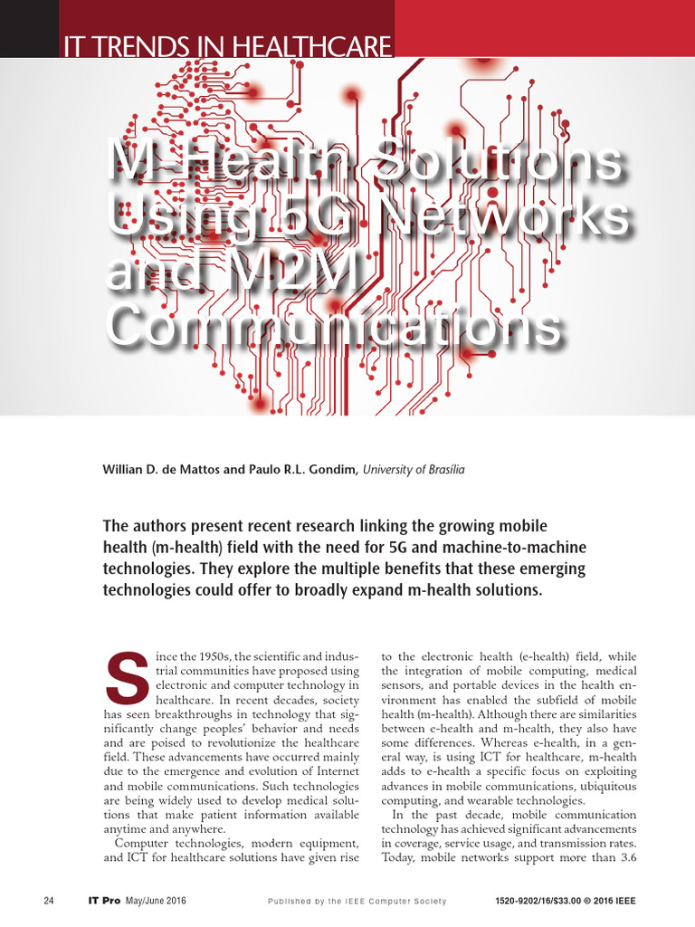 M-Health Solutions Using 5G Networks and M2M Communications | PDF | Internet Of Things ...