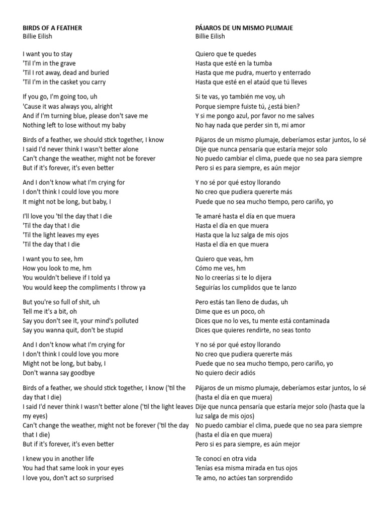 BIRDS OF A FEATHER Lyrics | PDF | Grabación de sonido | Música grabada