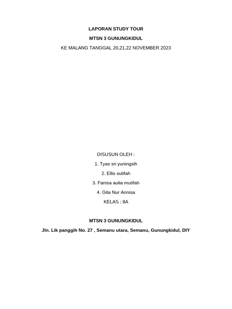 Laporan Karya Wisata MTSN | PDF