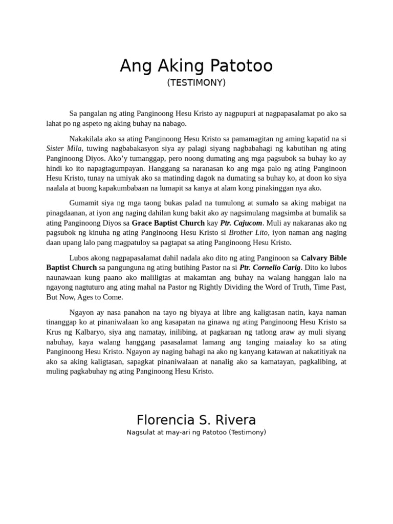 Ang Aking Patotoo | PDF