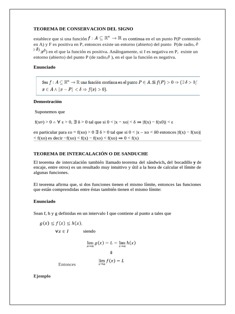 Teorema de Conservacion Del Signo | PDF