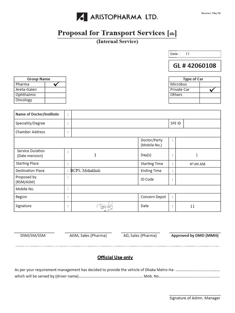 Proposal For Transport Services 1 | PDF | Vehicles | Transport