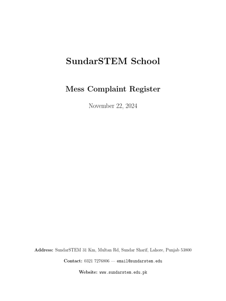 Mess Register | PDF