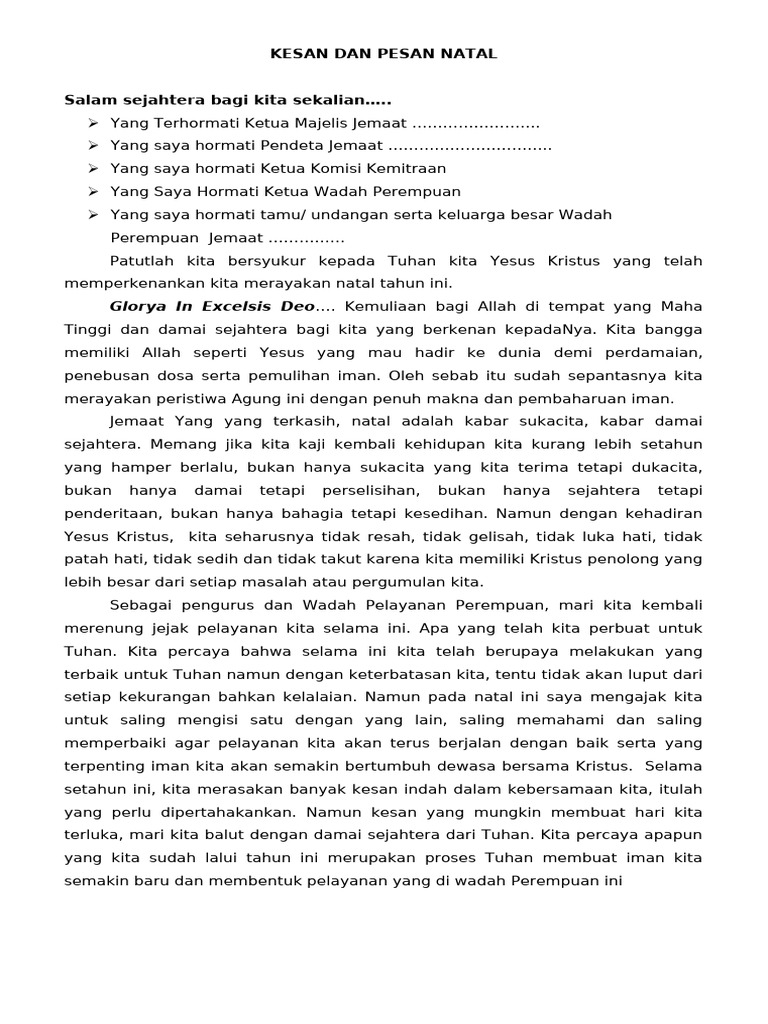 Kesan dan Pesan Natal 2024 | PDF