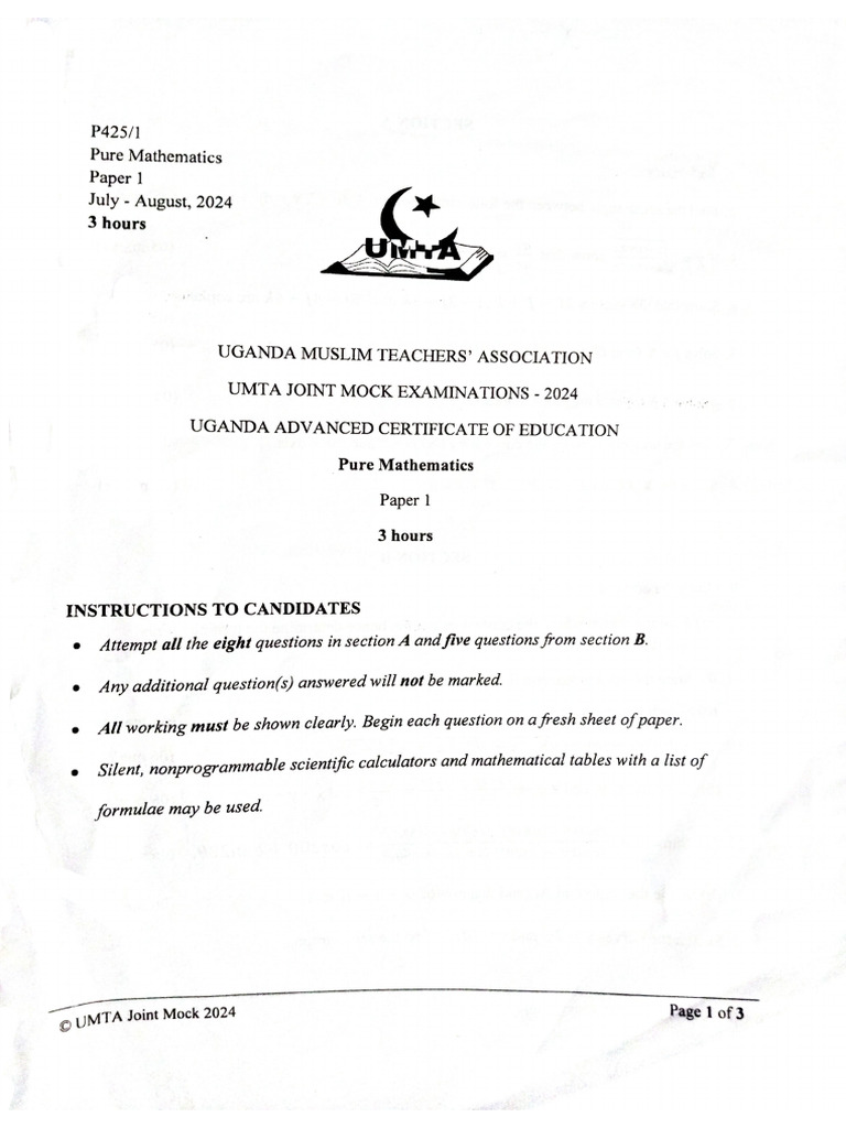 Umta (P425 - 1,2) 2024 | PDF