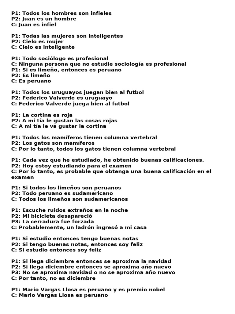 EJERCICIOS DE INFERENCIA Con Respuestas | PDF