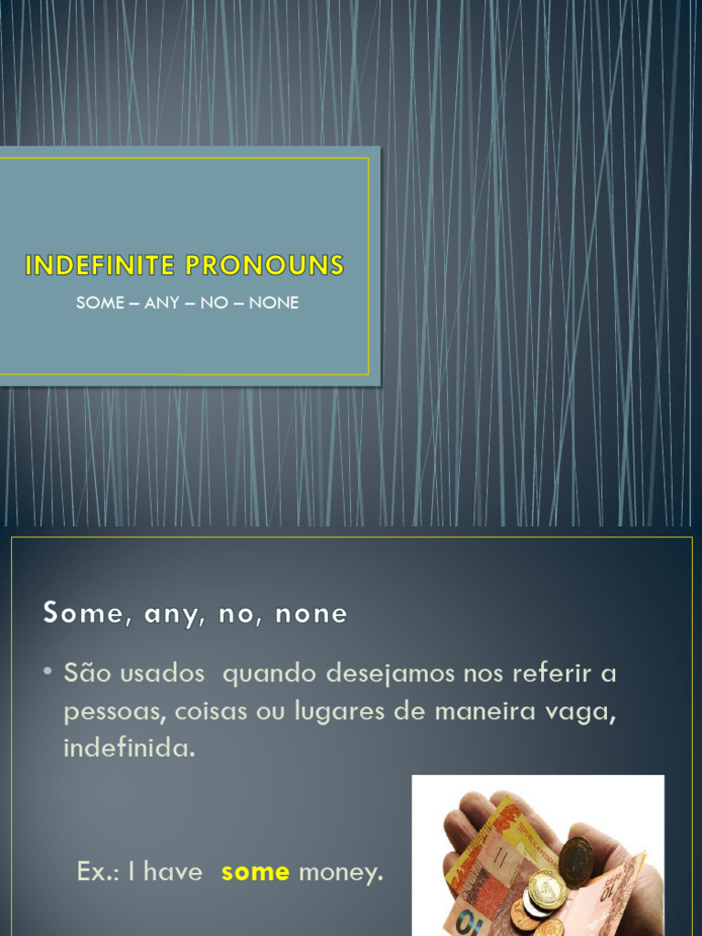 Pronomes Indefinidos: Some, Any, No, None | PDF