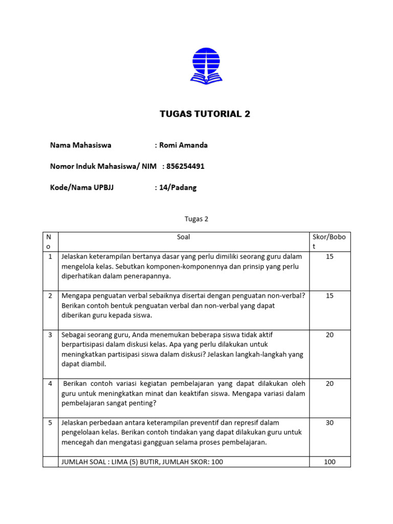Tugas Tutorial 2 Romi Amanda Strategi Pembelajaran Di SD | PDF