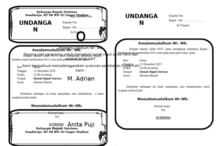 UNDANGAN Genduri | PDF