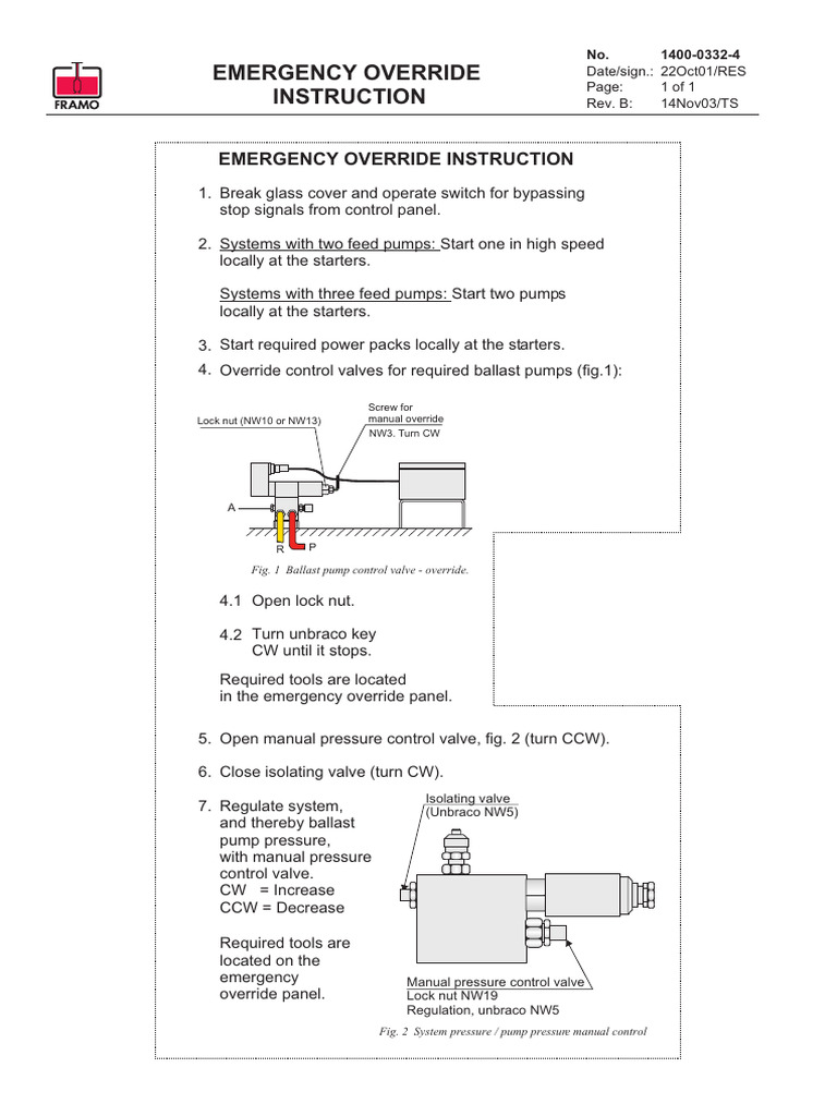 Emergency Override Instruction | PDF