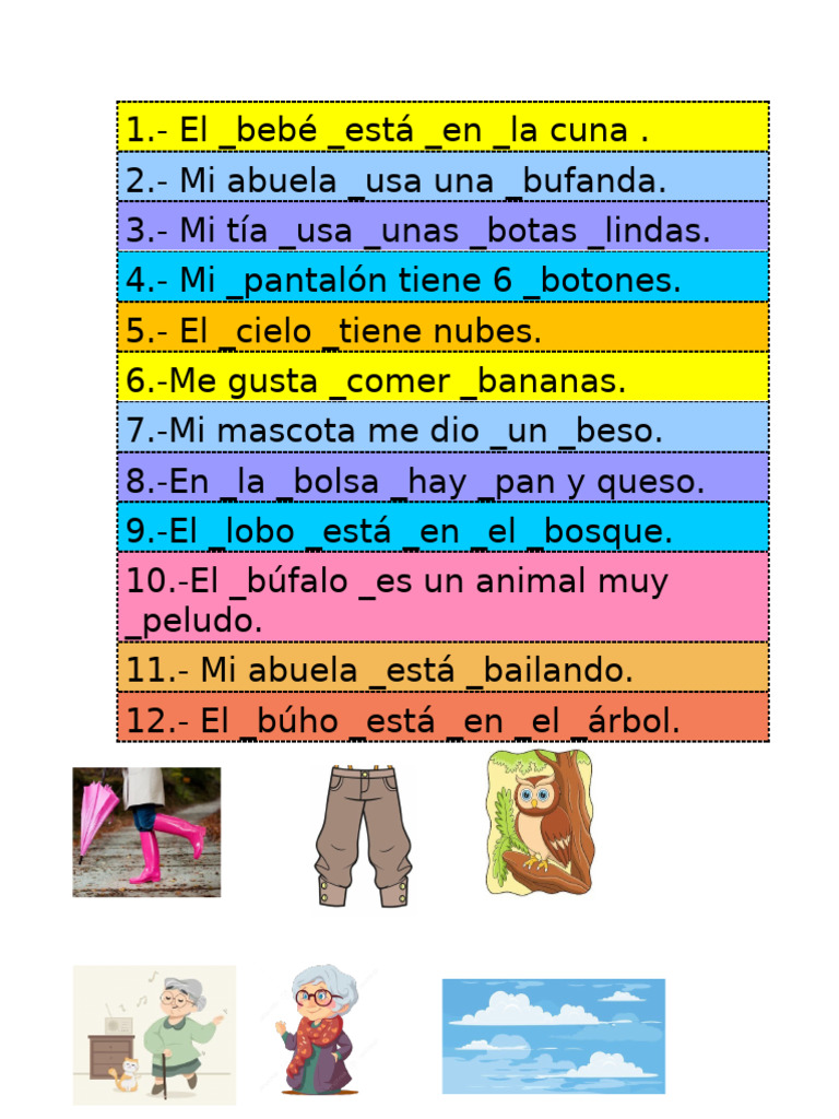 Oraciones Con B y Dibujos | PDF