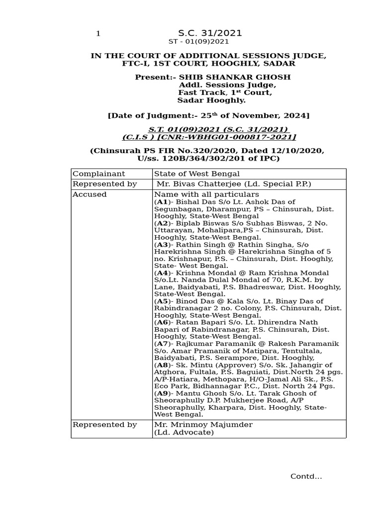 Hooghly Court Conviction Verdict | PDF