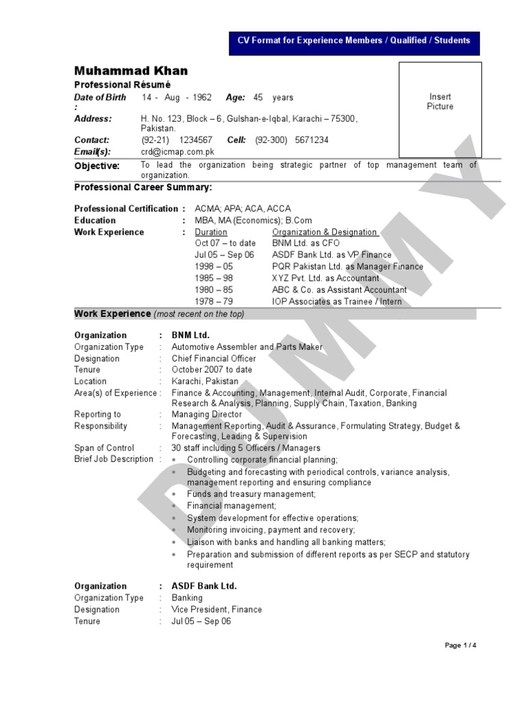 CV Exp STD | PDF | Business