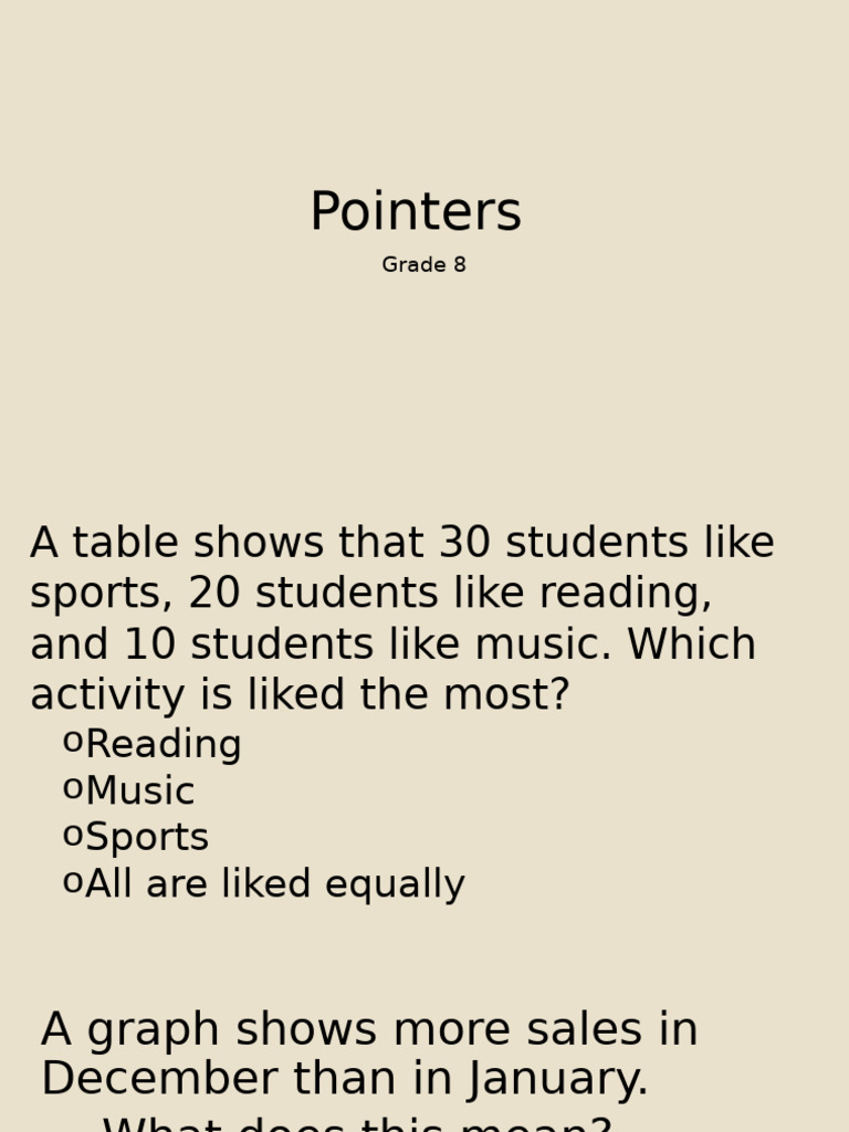 Pointers-English 8-Q2 | PDF | Chart | Pie Chart