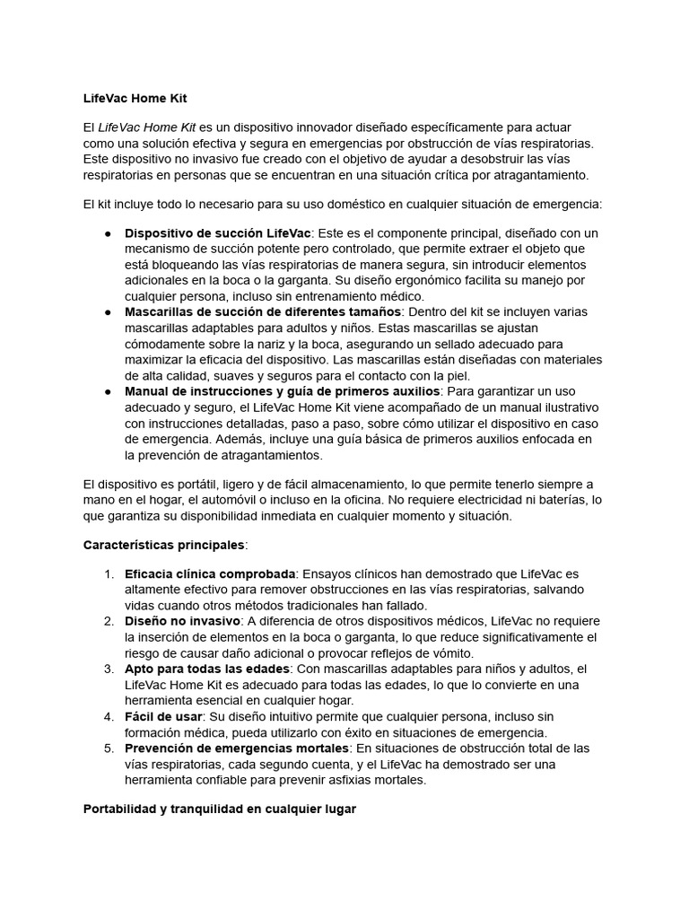 LifeVac Home Kit | PDF