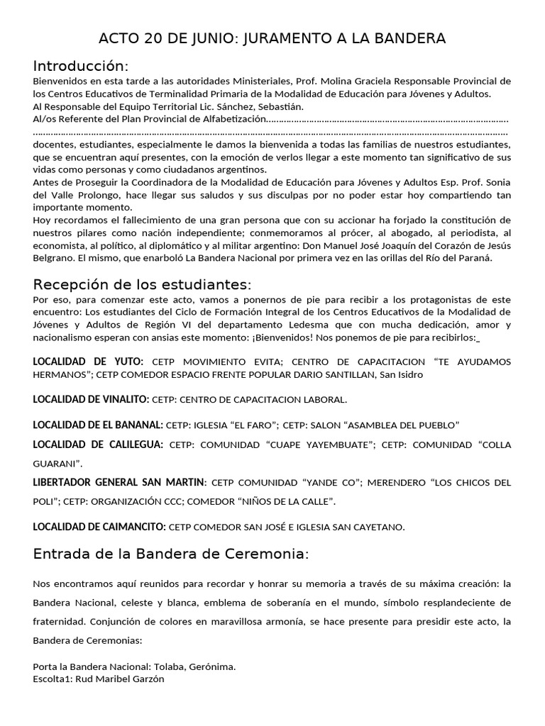 ACTO Juramento A La Bandera-2 | PDF