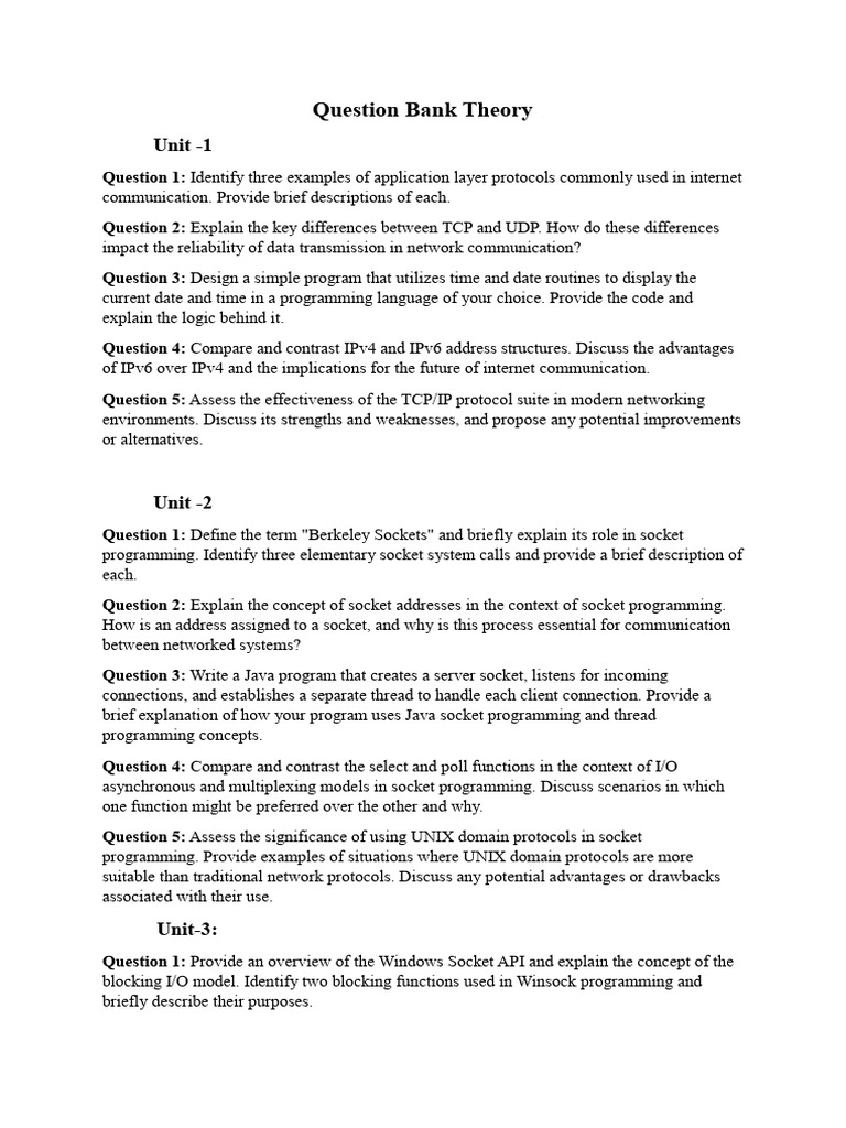 NP Question Bank | PDF | Network Socket | Internet Protocol Suite