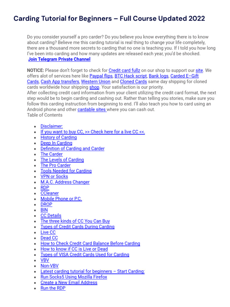Carding Tutorial For Beginners | PDF | Credit Card | Identity Document