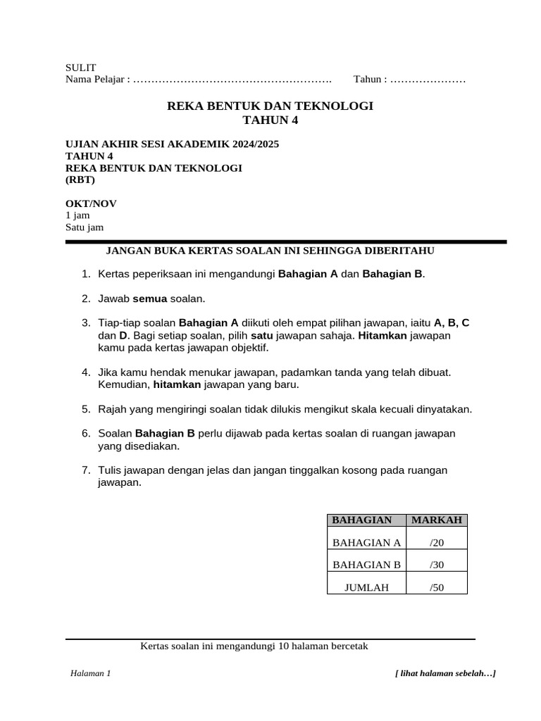Uasa RBT THN 4 | PDF
