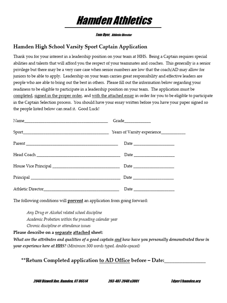 Captain Application2016-2017 | PDF