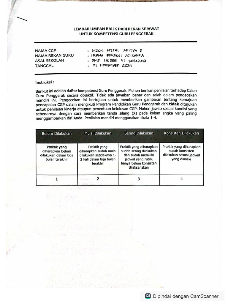 Umpan Balik Rekan Sejawat-1 | PDF