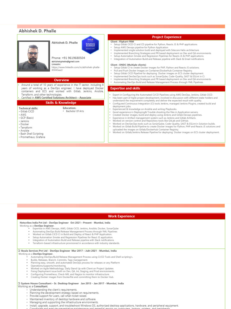 Abhishek Phalle-Devops Engineer | PDF | Desktop Computer | Computer Hardware