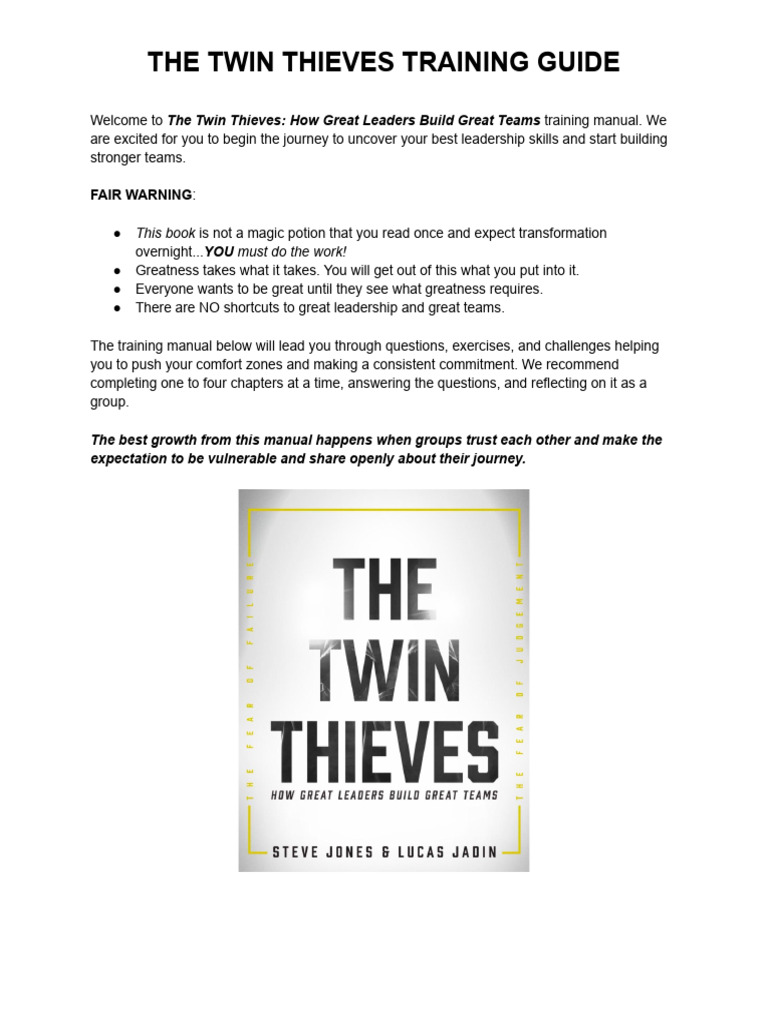 The Twin Thieves Training Manual | PDF | Leadership