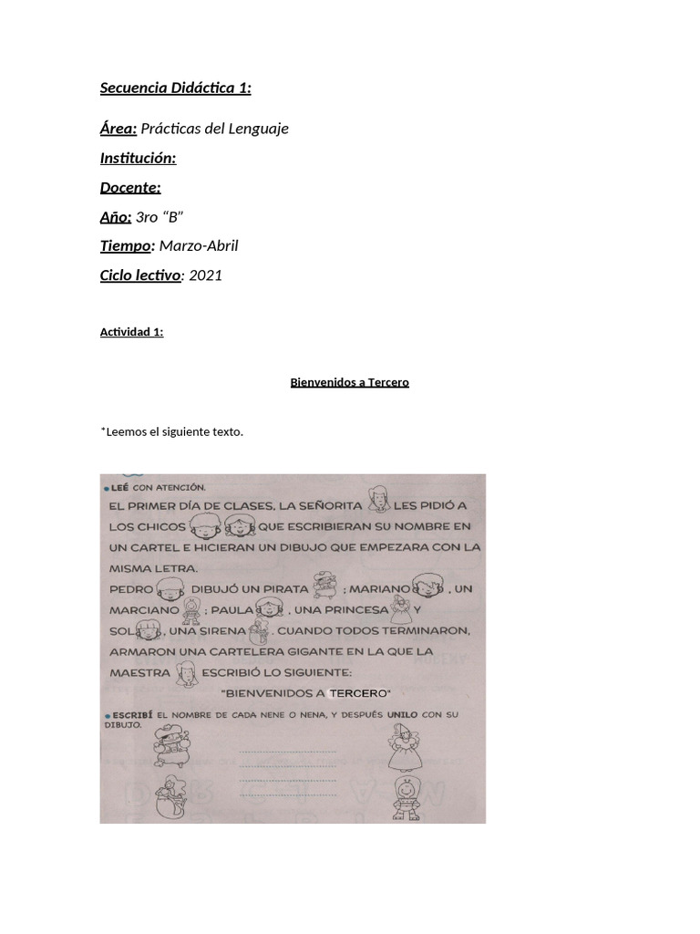 Secuencia 1 Pract Del Leng. 2021 | PDF | Lingüística