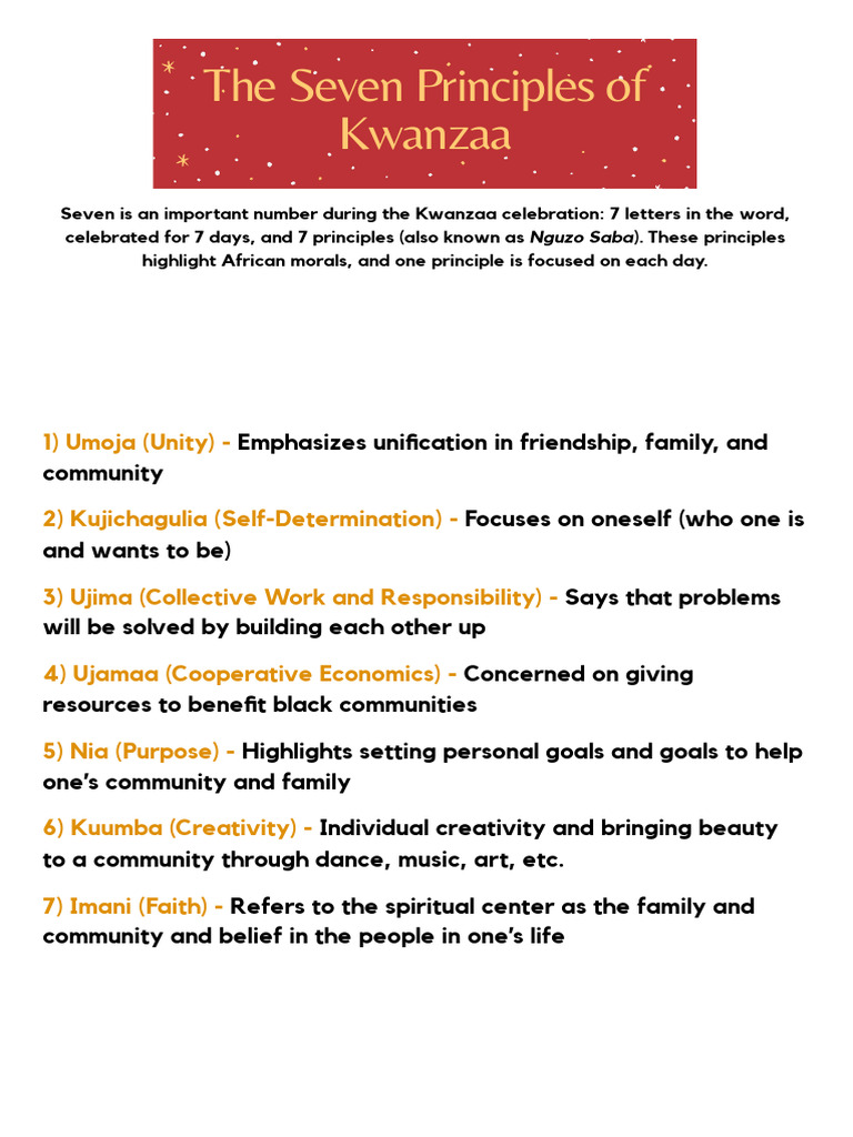 Seven Principles of Kwanzaa Explained | PDF