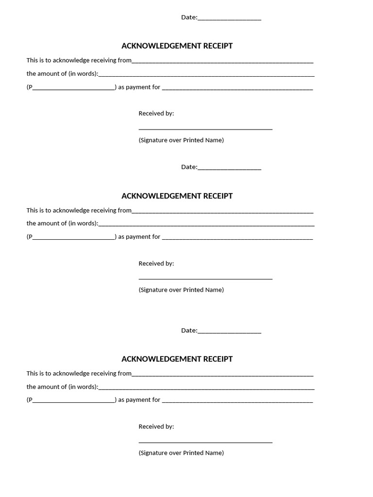 Acknowledgement Receipt Template | PDF