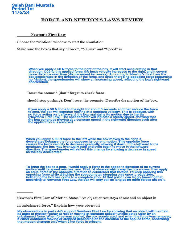 Newton's Laws: Force & Motion Simulations | PDF | Force | Acceleration