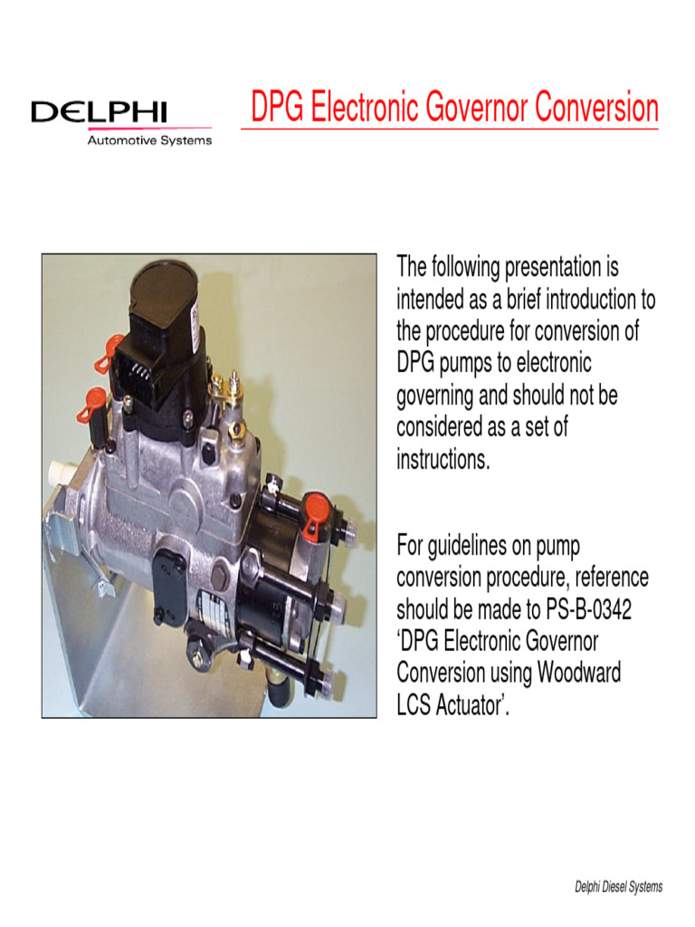 DPG Electronic Governor Conversion Guide | PDF | Diesel Engine | Actuator
