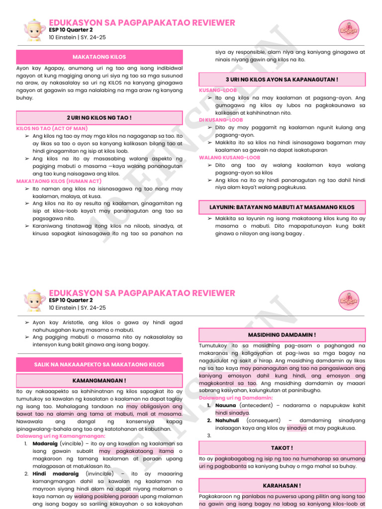 Esp Reviewer G10 Q2 24-25 | PDF