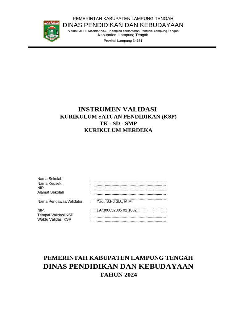 Instrumen Validasi KSP - 2024 - Aplikasi | PDF