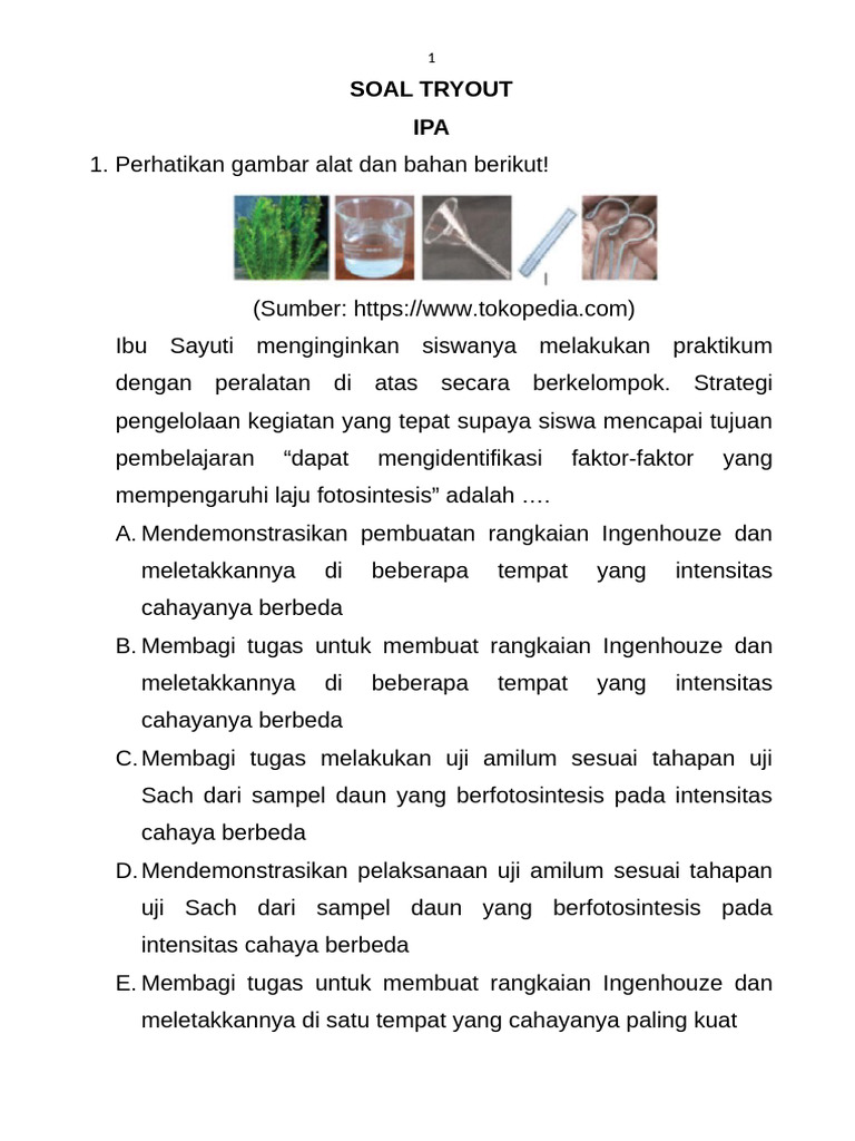 Soal Tryout Ipa | PDF