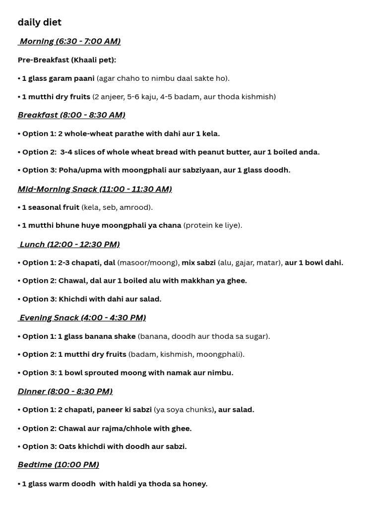 Balanced Daily Diet Plan Guide | PDF