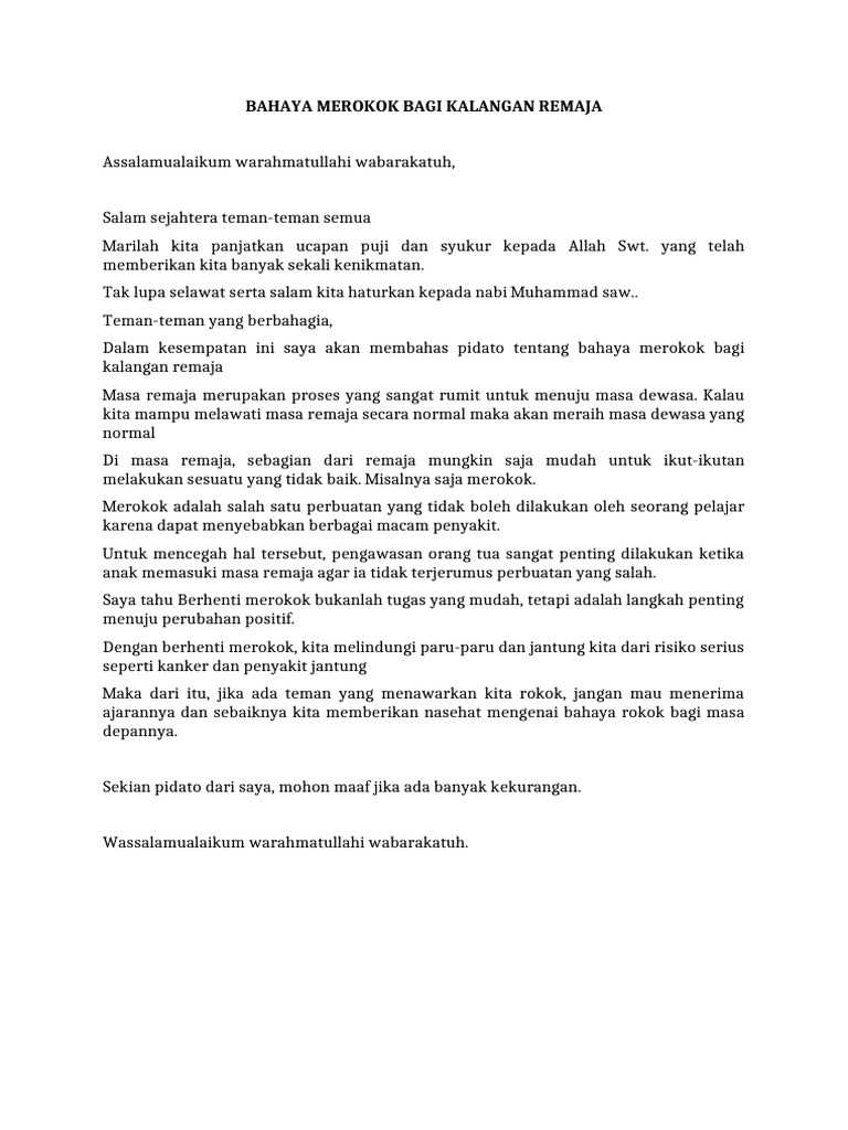 Bahaya Merokok Bagi Kalangan Remaja | PDF