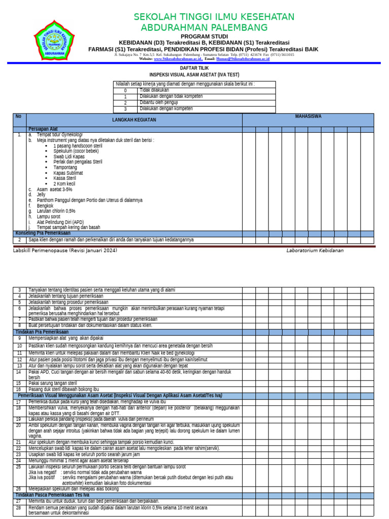 Datik Iva Test Dan Pap Smear (Revisi 2024) | PDF