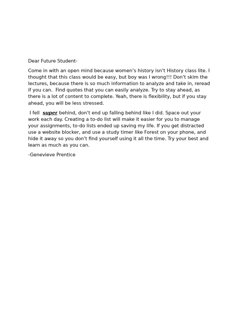 Dear Future Student | PDF