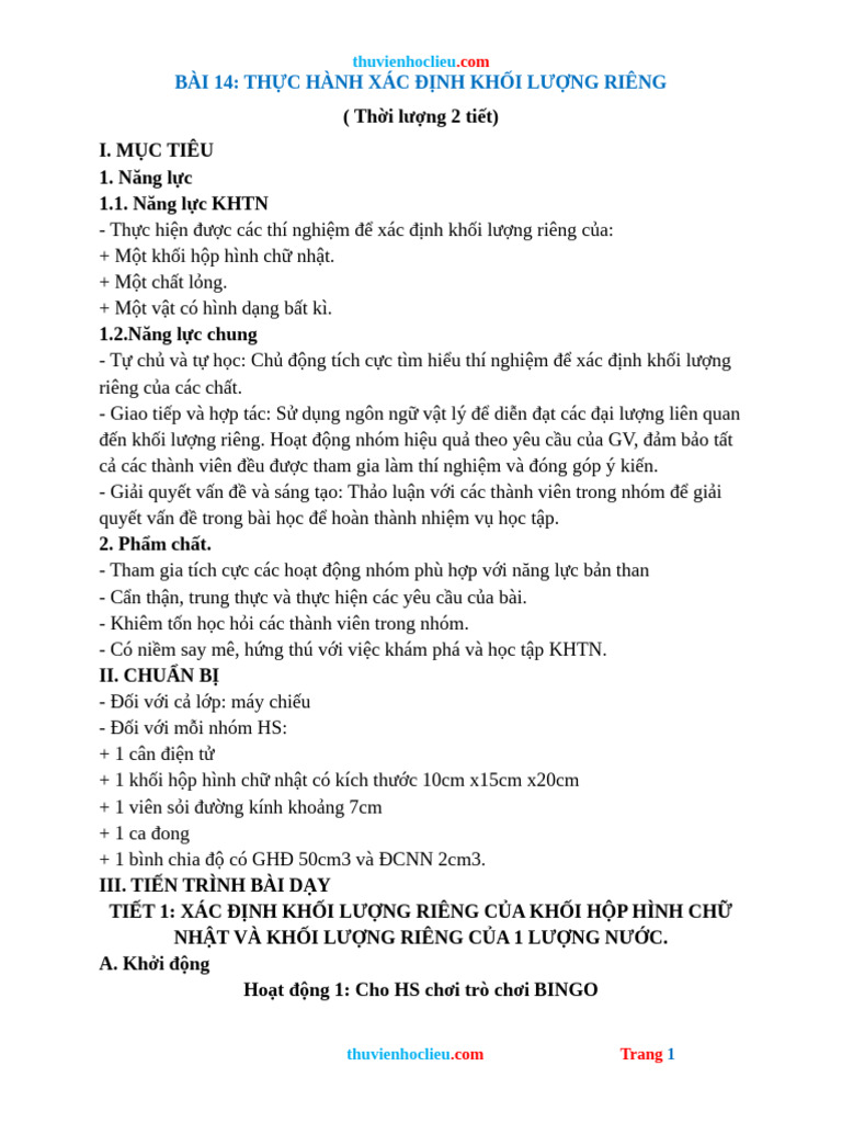 Thuvienhoclieu.com GA KHTN 8 Ket Noi Bai 14 | PDF