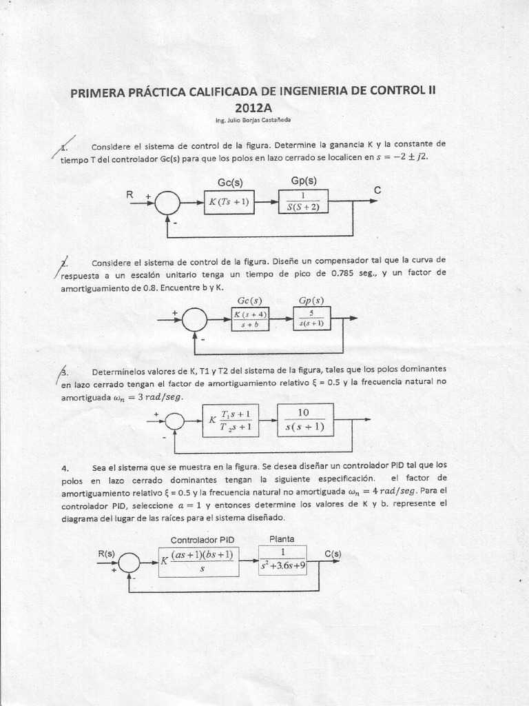 Exámenes de Sistemas de Control II | PDF