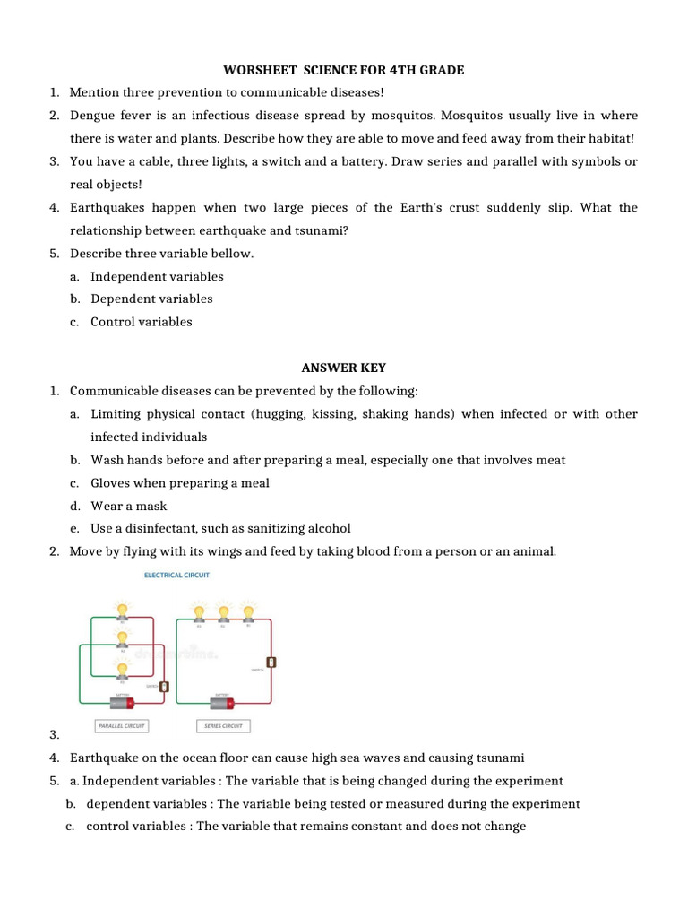 4th Grade Science Worksheet | PDF