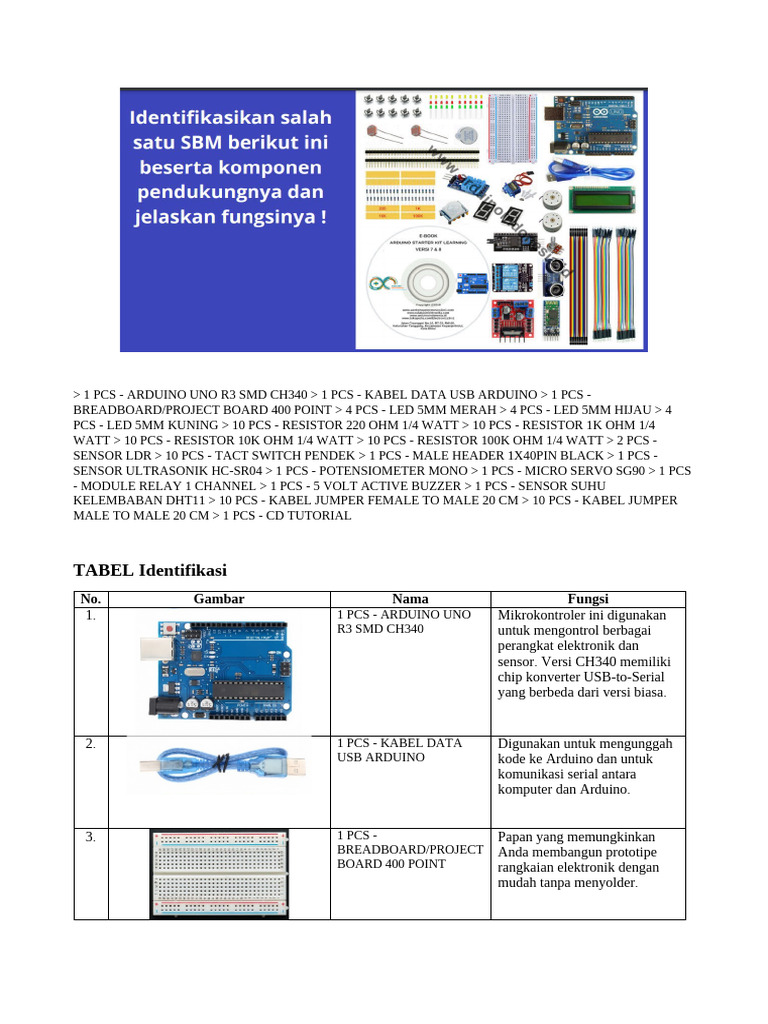 SOAL 2.2 IDENTFIKASI KOMPONEN PEDUKUNG ARDUINO BOARD | PDF