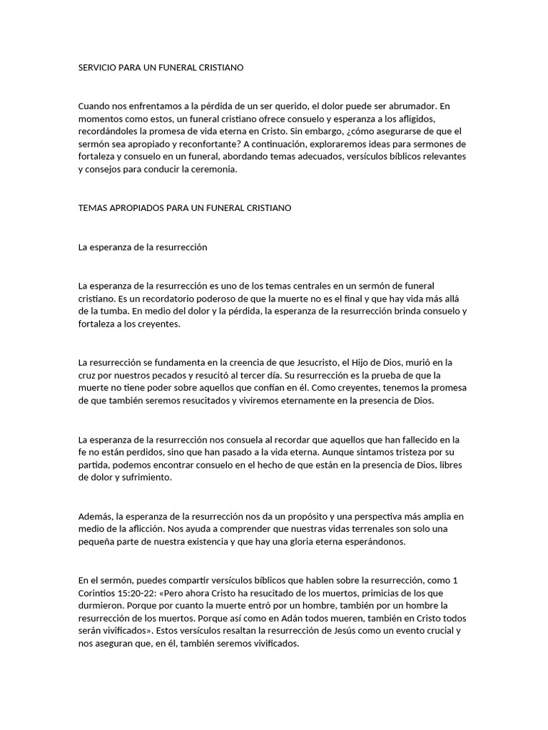 Consolación y Esperanza en Funerales Cristianos | PDF | Resurrección ...