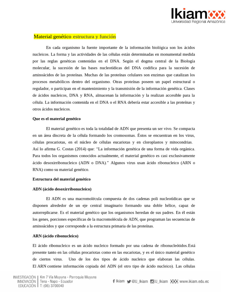 Material Genetico | PDF | Adn | Rna