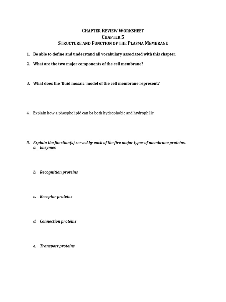 Plasma Membrane Structure & Function Guide | PDF