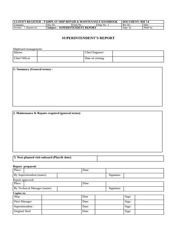 Superintendent Report Template | PDF