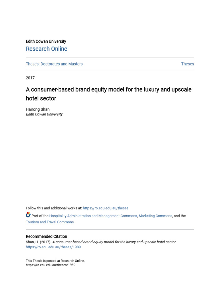 A Consumer-Based Brand Equity Model For The Luxury and Upscale Ho | PDF ...
