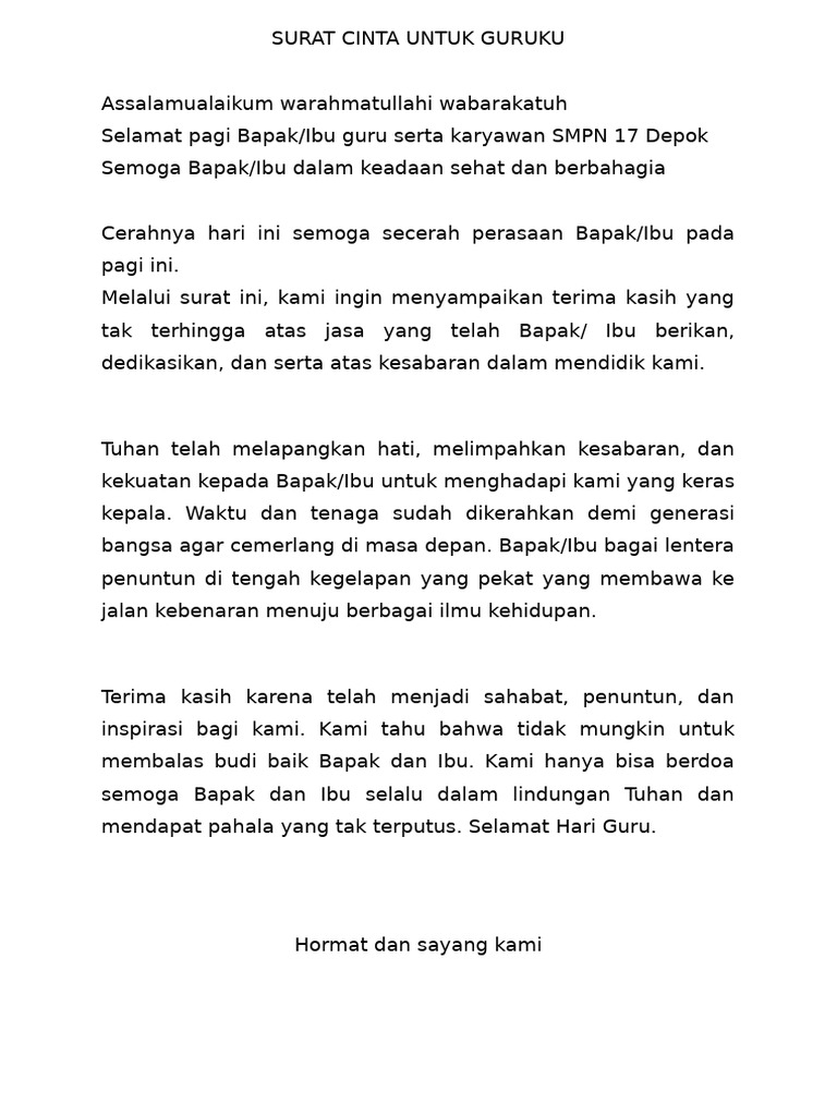 Surat Cinta Untuk Guru | PDF